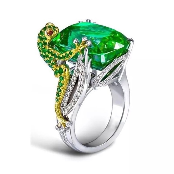Eve St. Claire | Jewelry | Emerald Frog Ring Gold Silver Swarovski ...